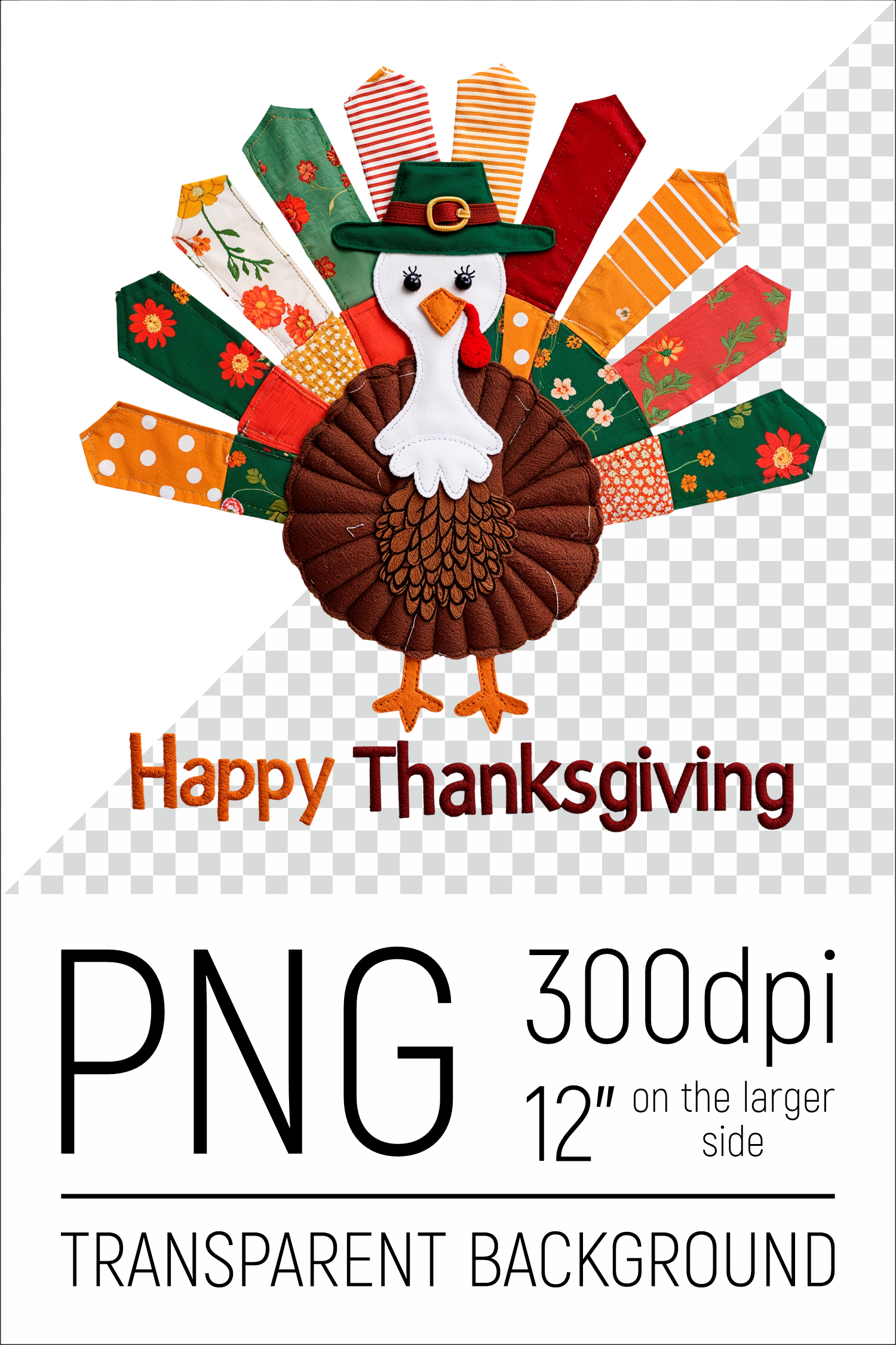 Thanksgiving Turkey Patchwork Clipart