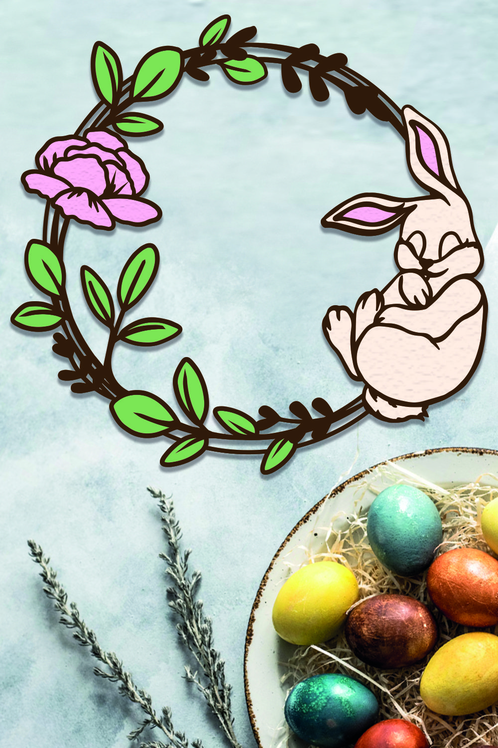 EASTER WREATH Multilayer Decor, Cut File