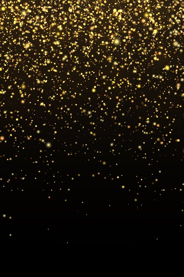 Golden rain isolated on black background. Vector gold grain