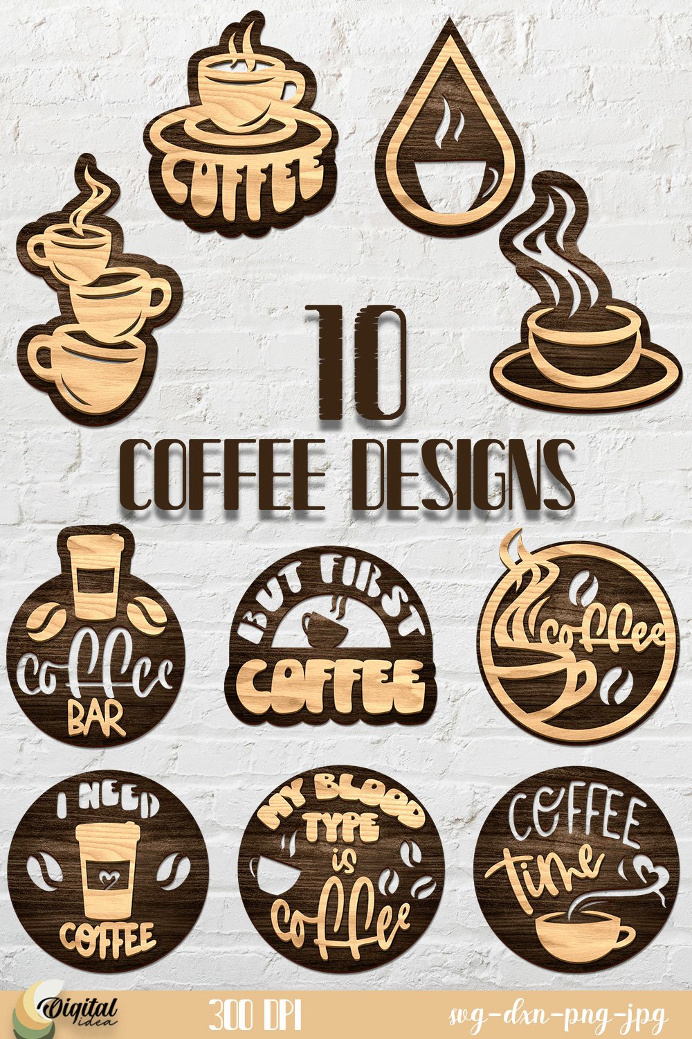 Layered Coffee Round Sign. LaserCut Design for Coffee Theme