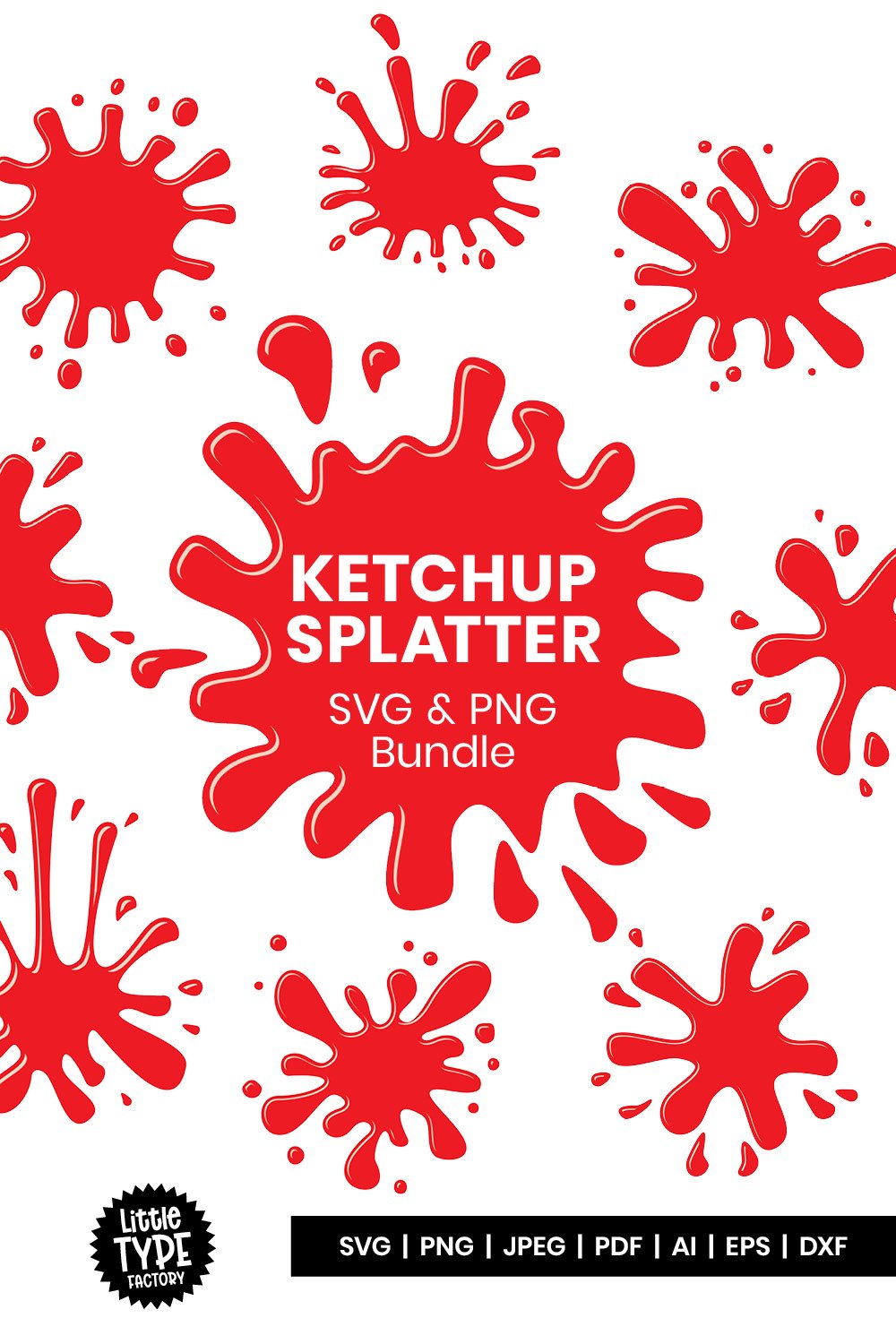Ketchup Splatter Clipart Set | Ketchup Splash PNG Bundle