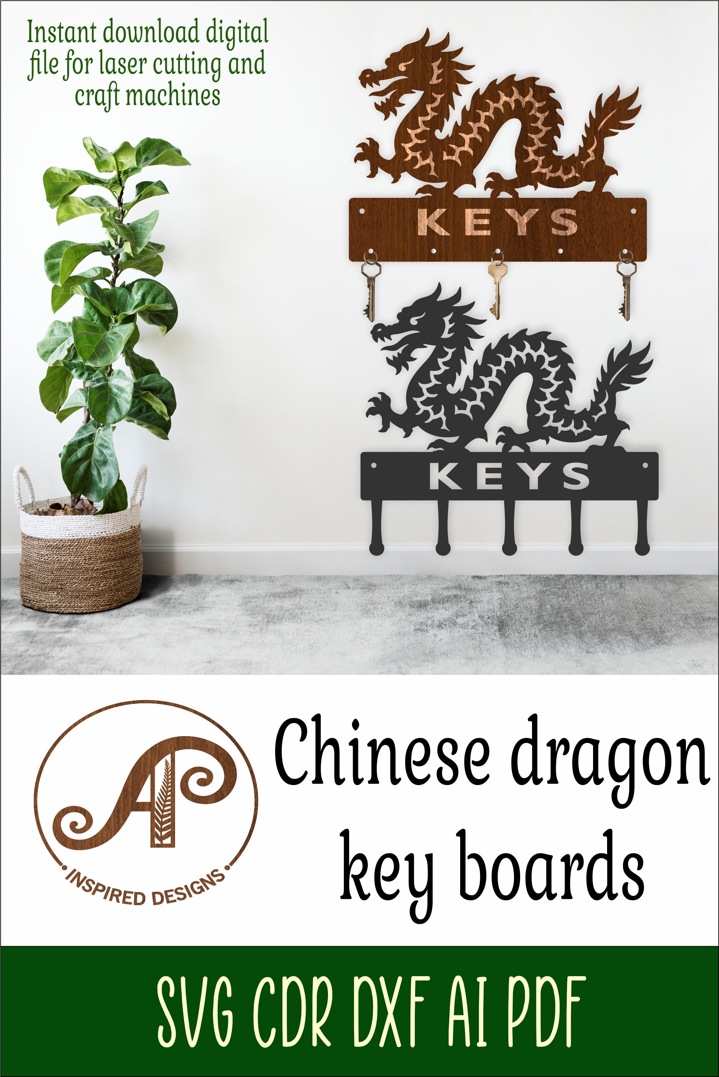Chinese Dragon Key holders for metal and laser cutting
