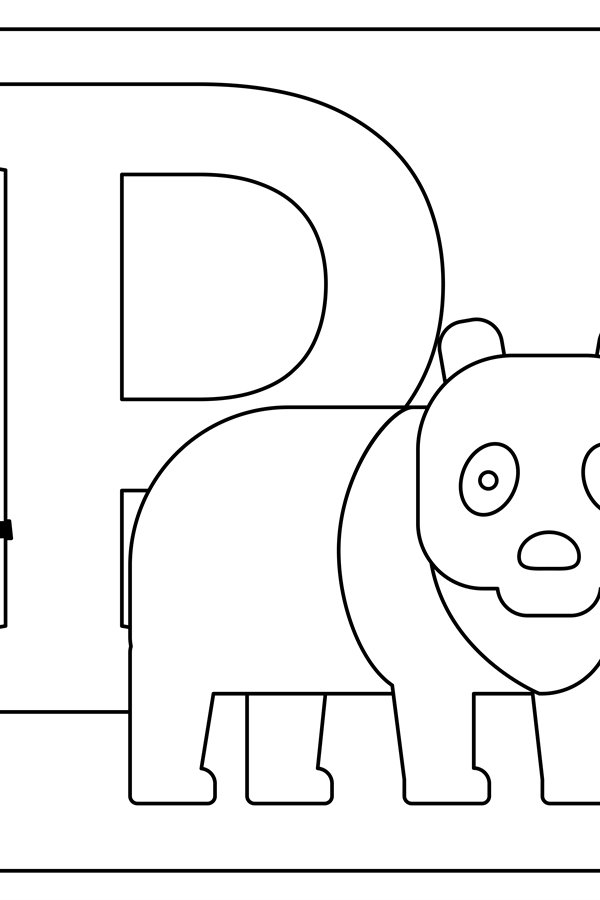 Panda, letter P coloring page