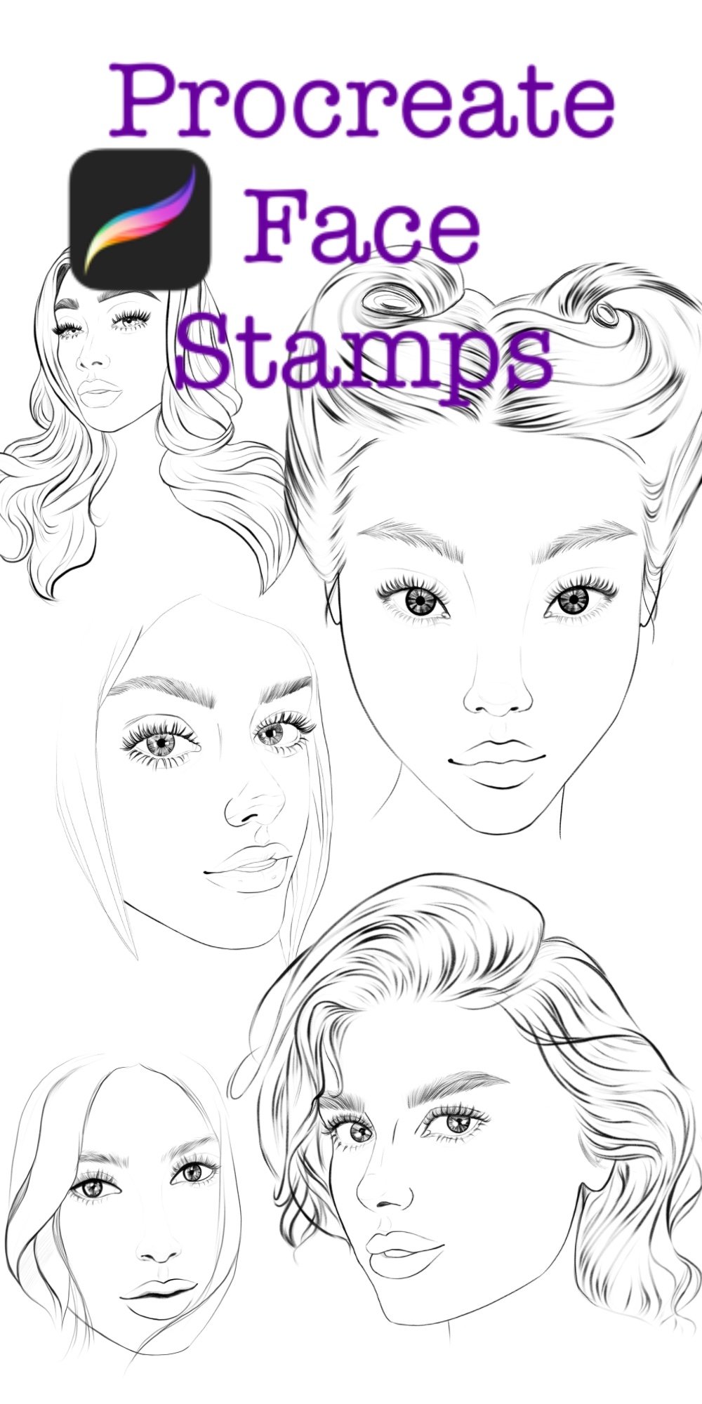 Procreate face stamps, Procreate brushes (2039911)