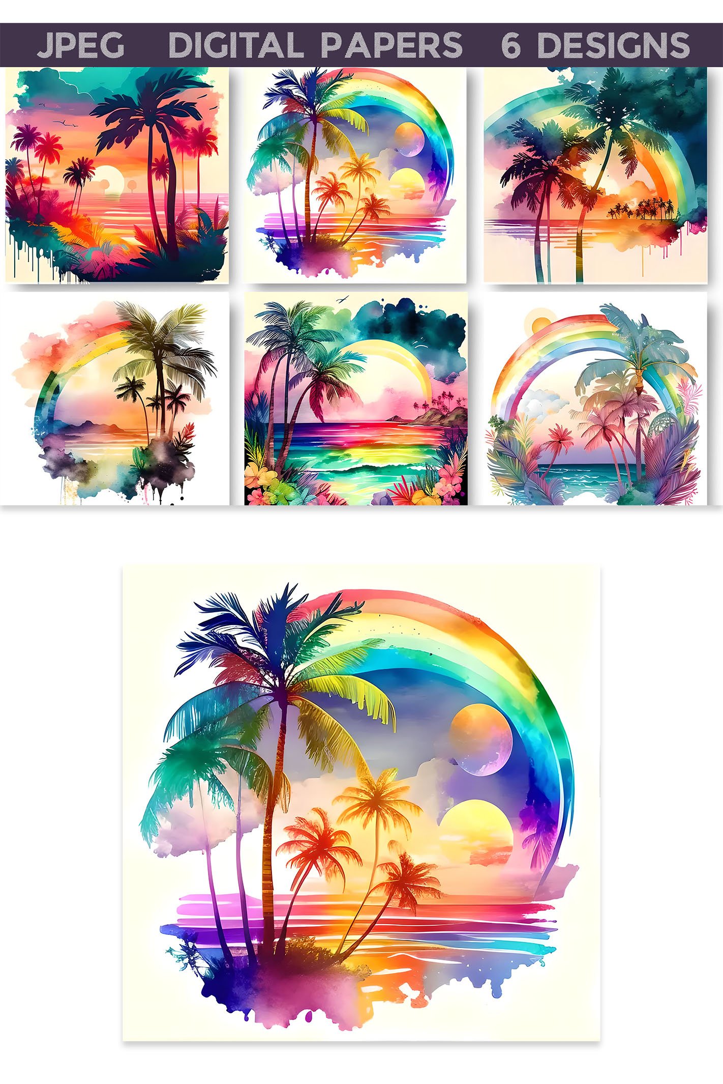 Sunset Beach Digital Paper | Tropical Beach Background