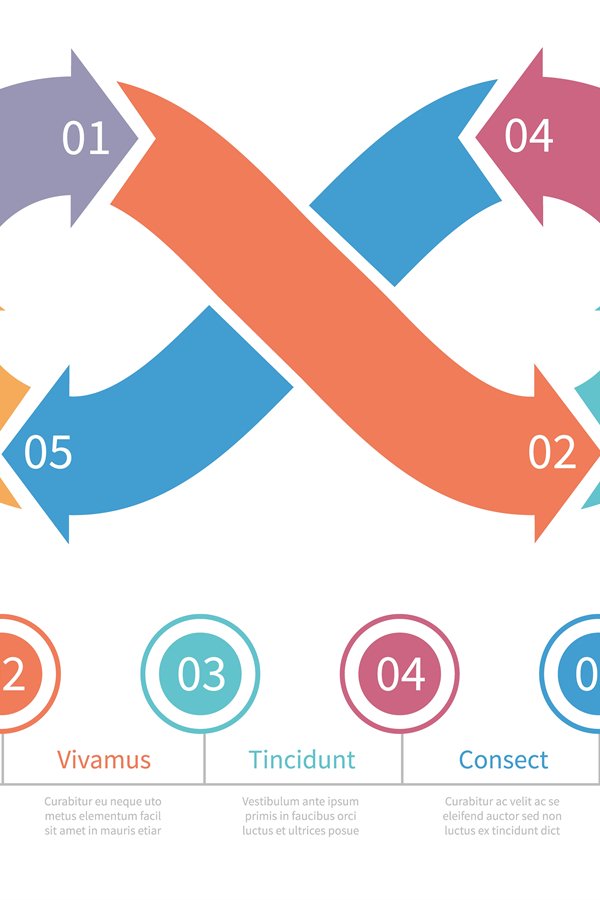 Loop symbol. Infinity vector infographic element. Colorful m