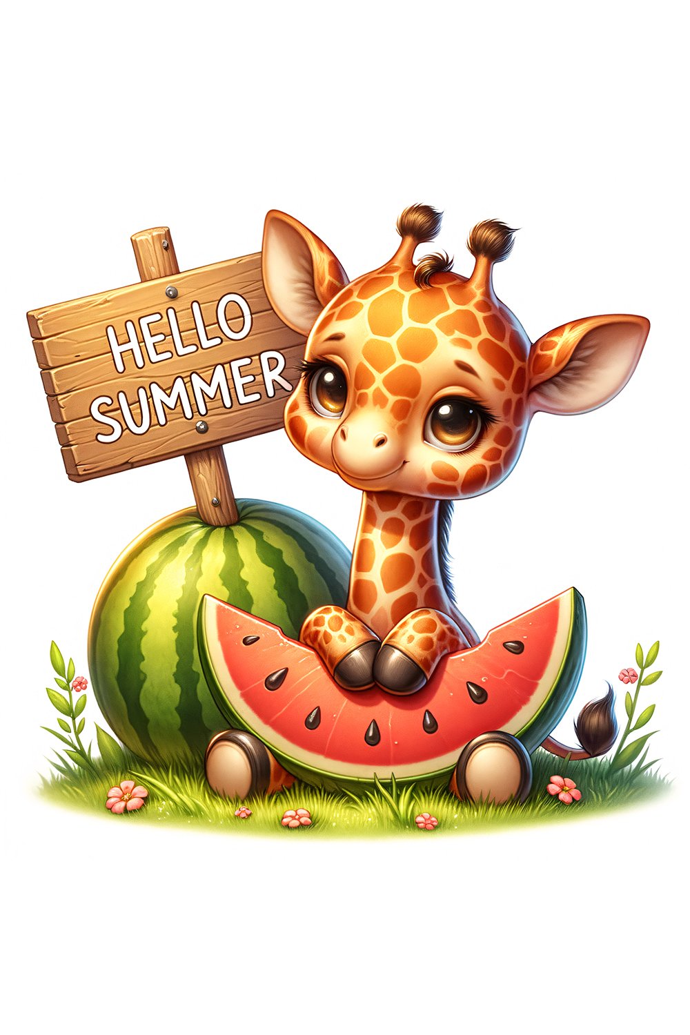 Giraffe with Watermelon Summer JPG Sublimation (3602748)