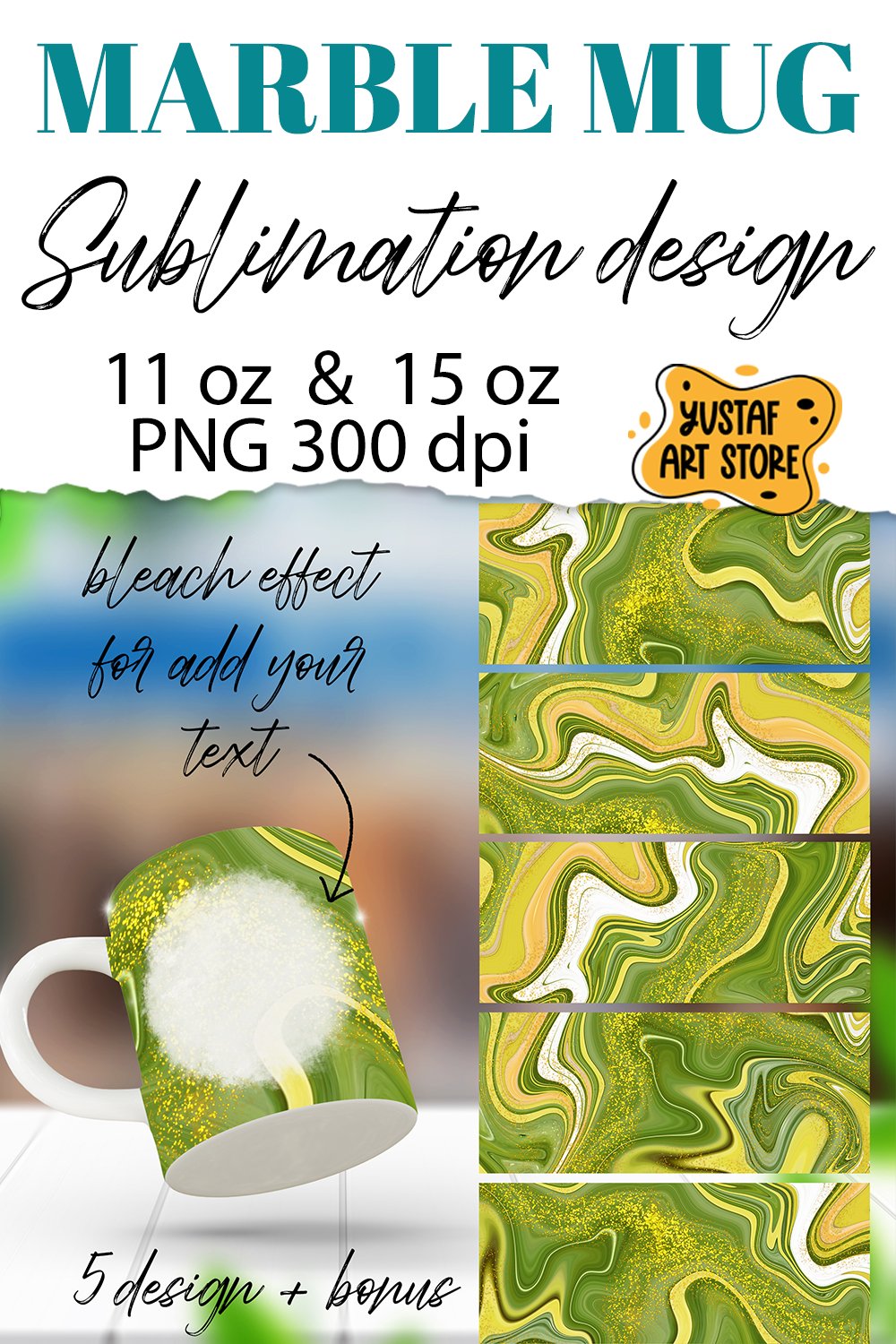 Green Marble sublimation mug 11oz 15oz. 5 PNG design