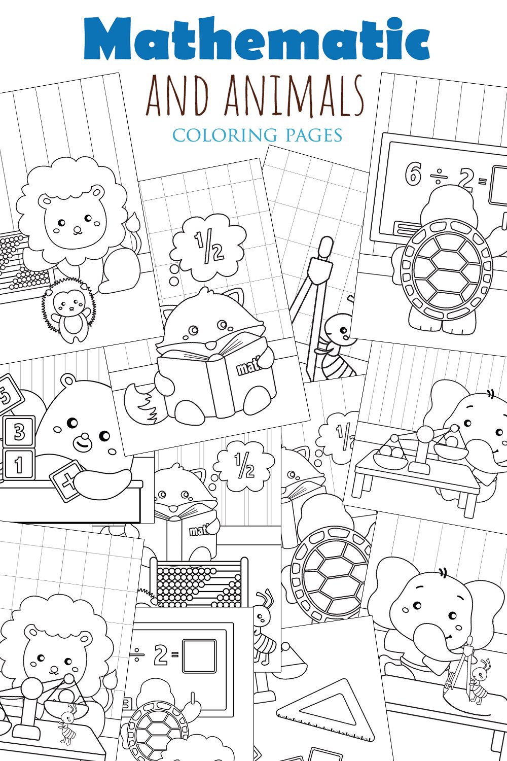Funny Mathematics and Animal Coloring Activity Kids Adult