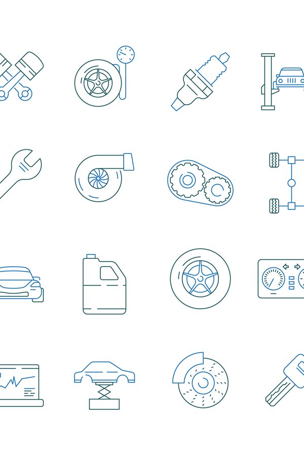 Car service symbols. Automotive tools parts car mechanic det