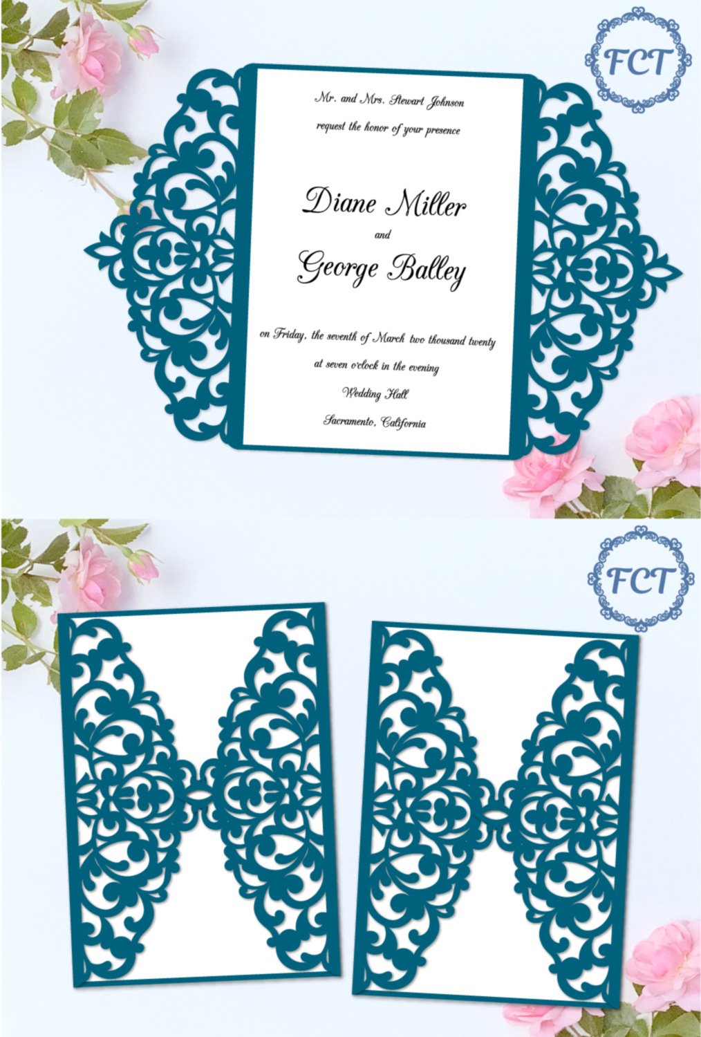 Wedding invitation SVG Gate card template Cricut, Laser cut