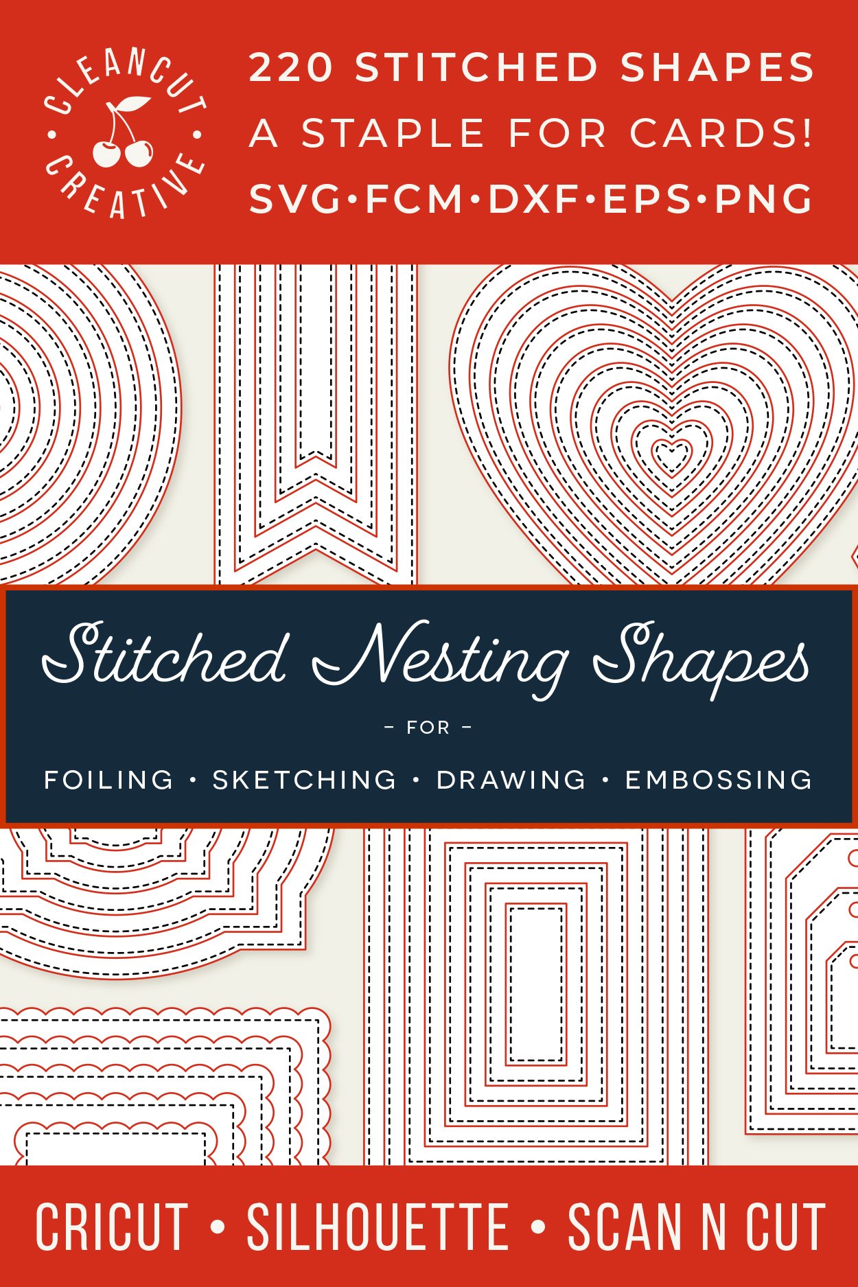 Stitched Nesting Shapes SVG | card making sketch (1177018)