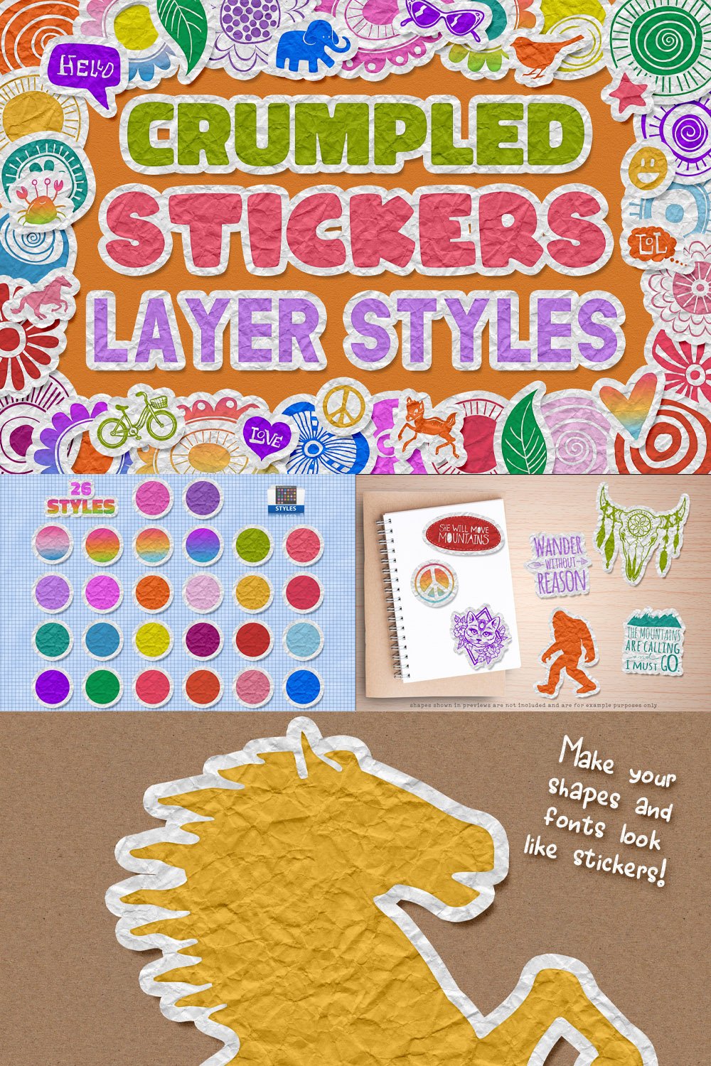 Crumpled Stickers Photoshop Layer Styles