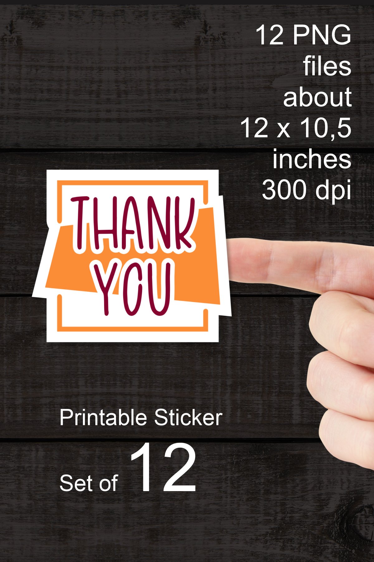 Thank You Square Stickers Set with Smooth Tall Text