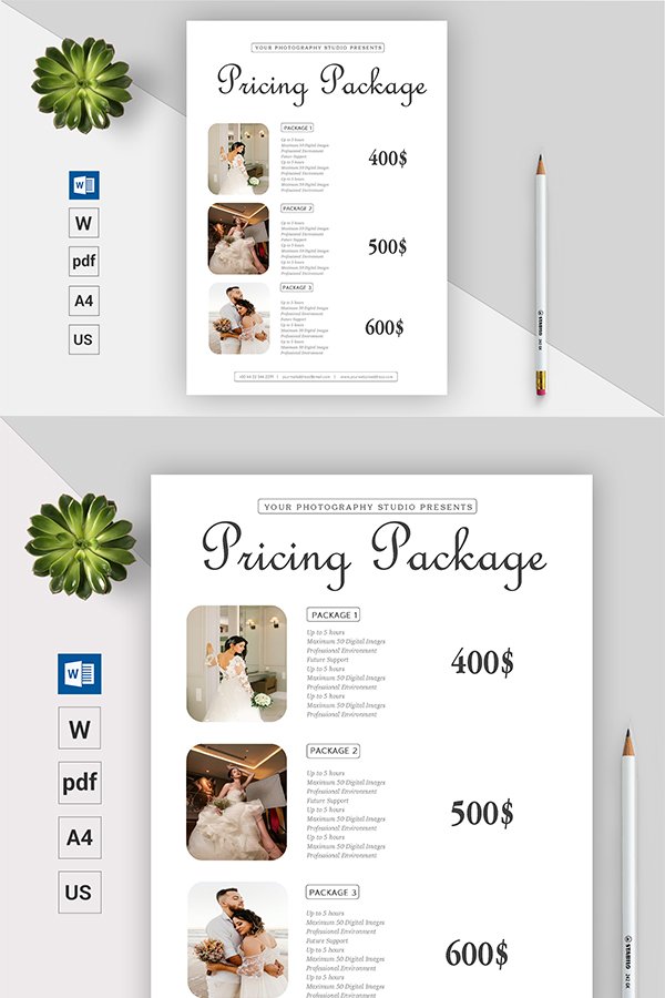 Photography Pricing Package