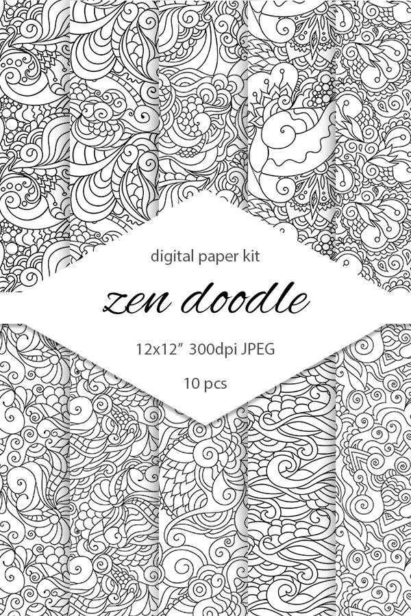 Black and white zentangle doodle digital (678043)