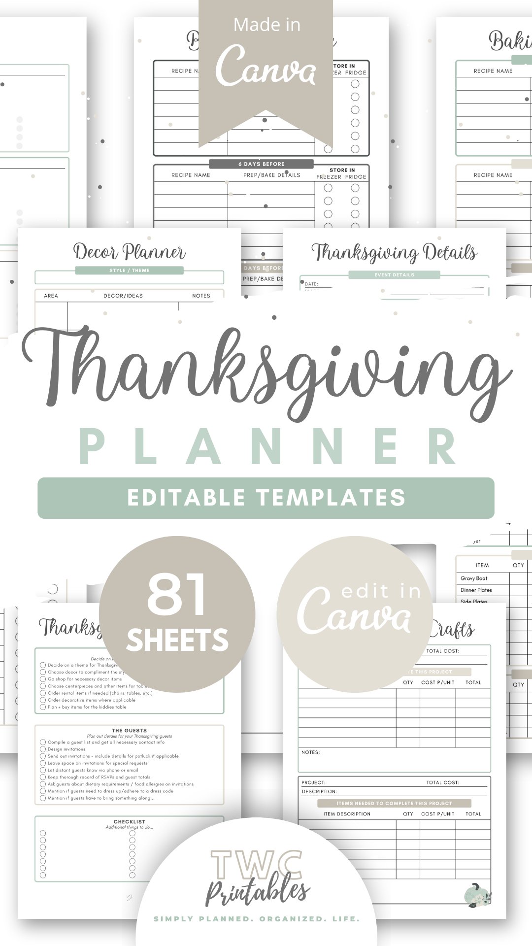 Thanksgiving planner canva templates