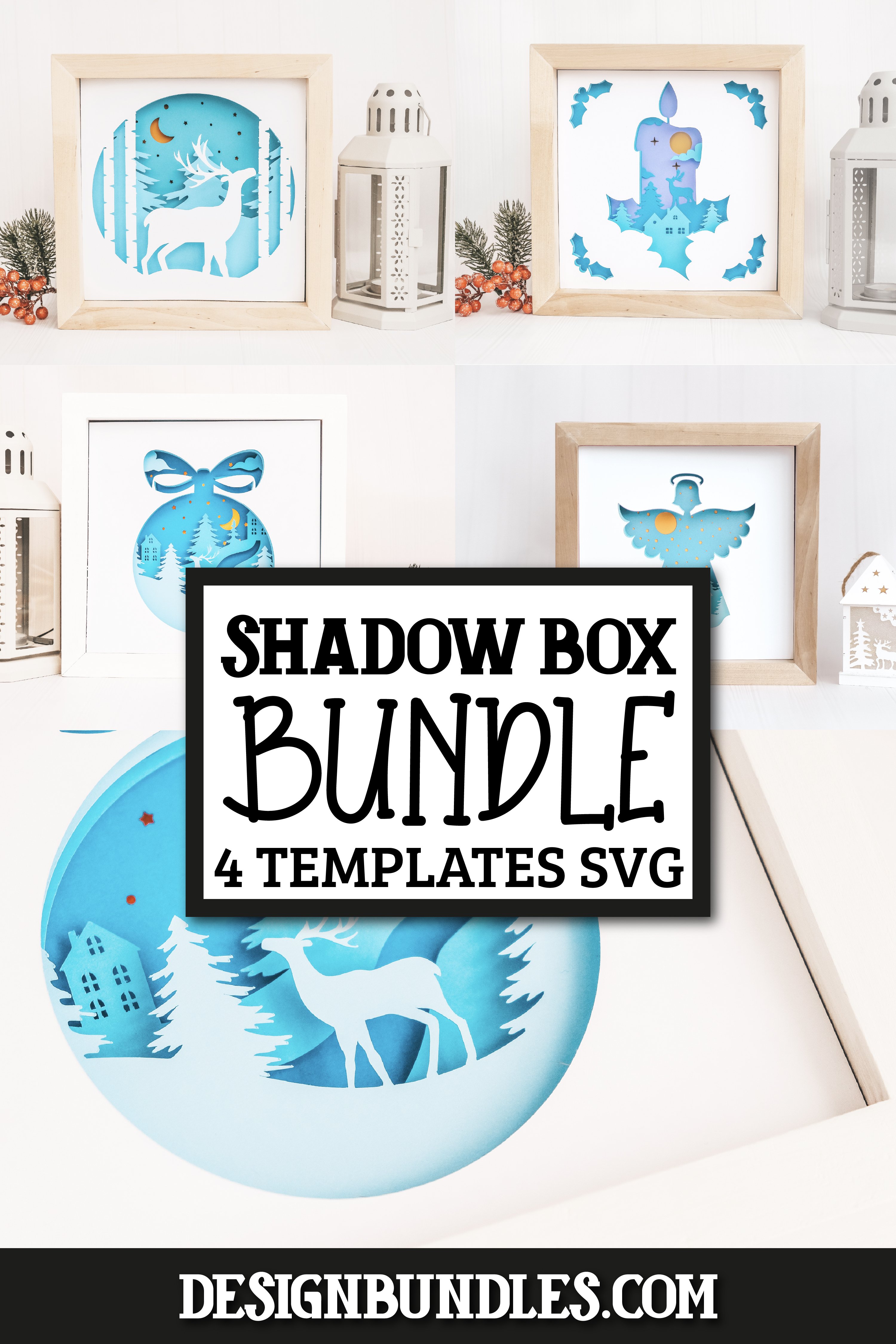 Christmas shadow box bundle 8x8 template,Winter (1654056)