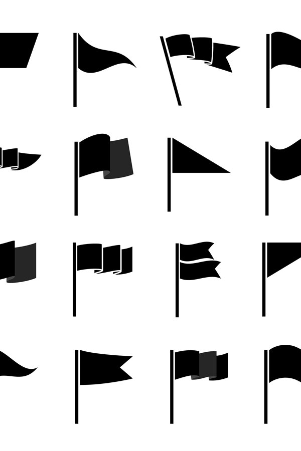 Black flags icons for infographic
