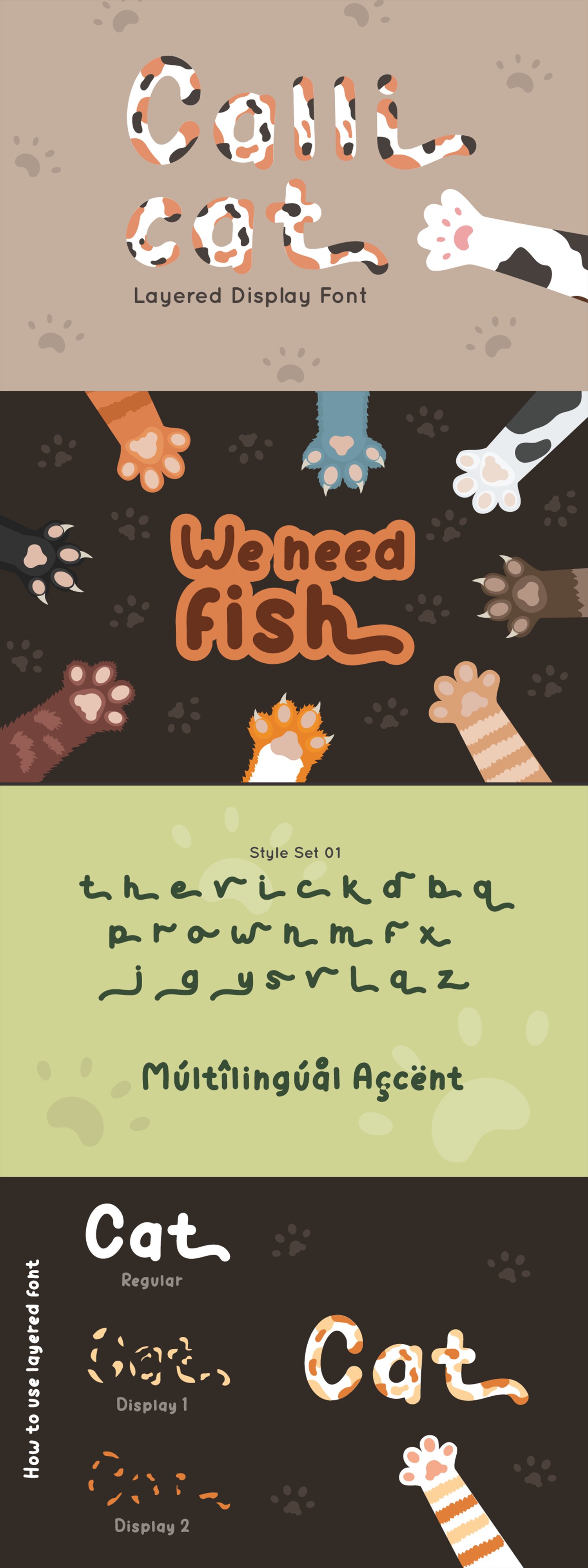 Calli Cat - Layered Display Font (1446378)