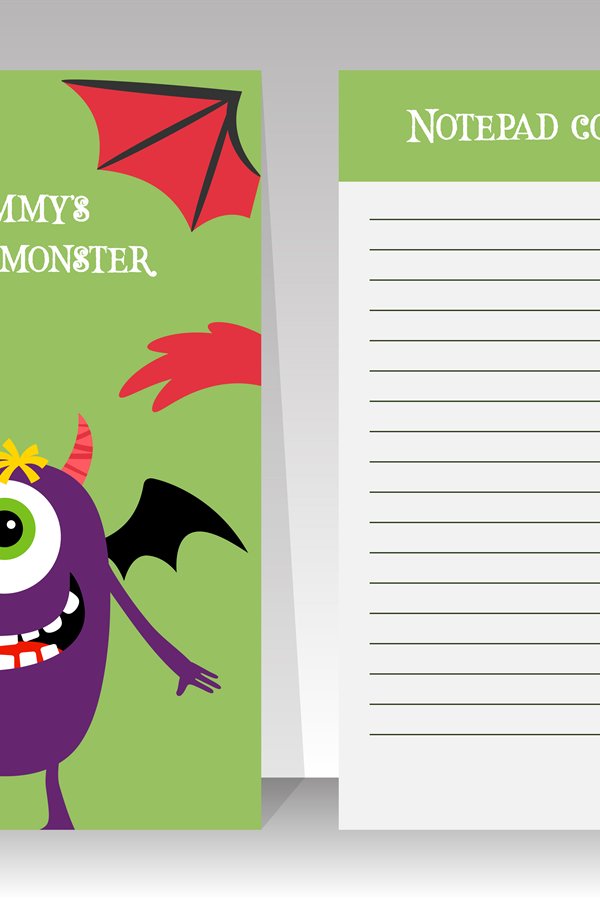 Cute notebook template with happy monster