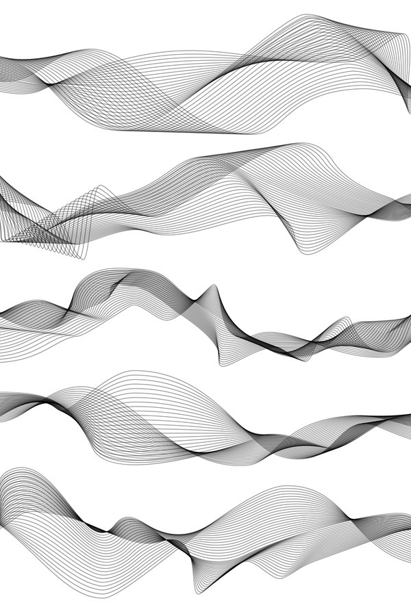 Abstract waves. Graphic line sonic or sound wave elements, w