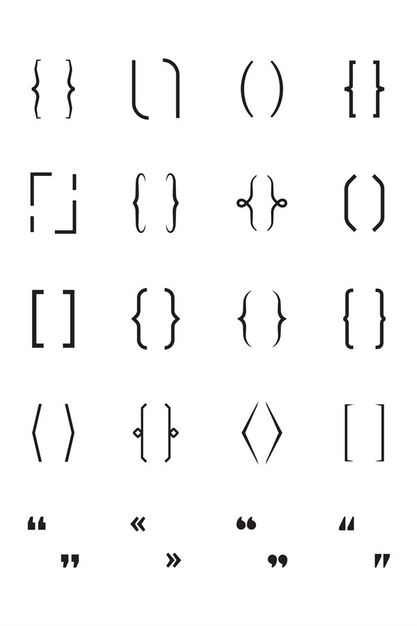 Curly braces. Parenthesis school signs print brackets vector