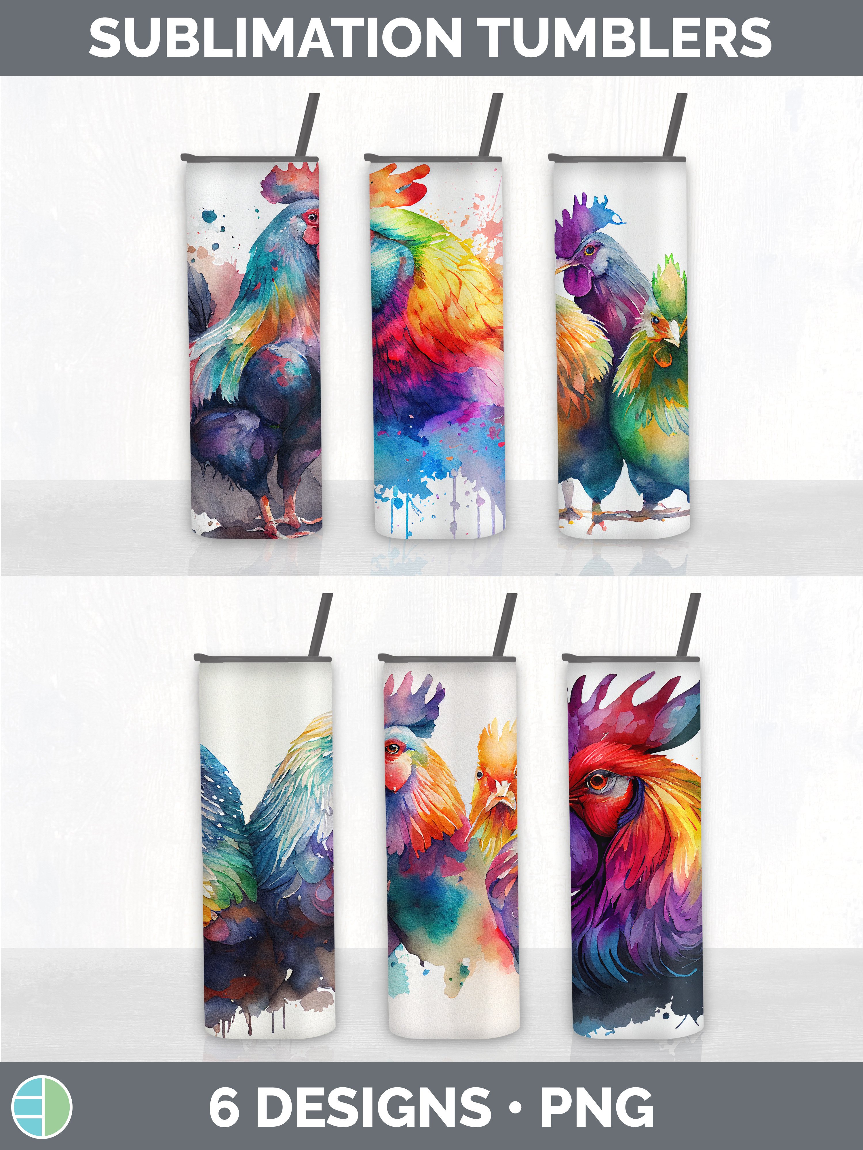 Rainbow Chicken Tumbler Sublimation Bundle