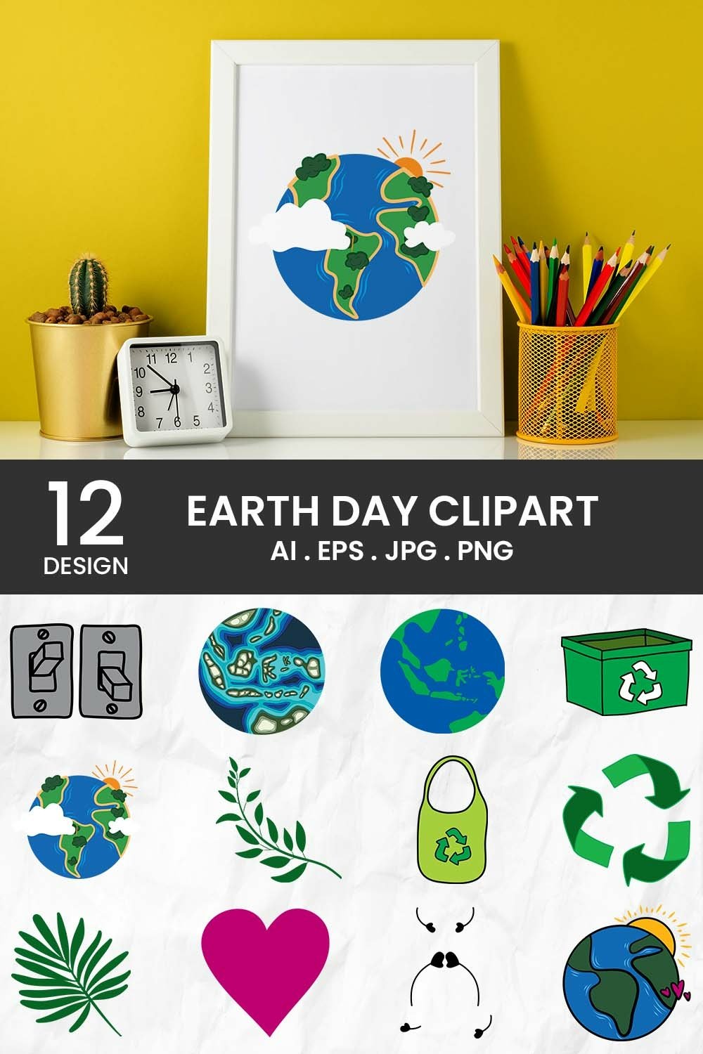 Earth Day Clipart With 12 Variations
