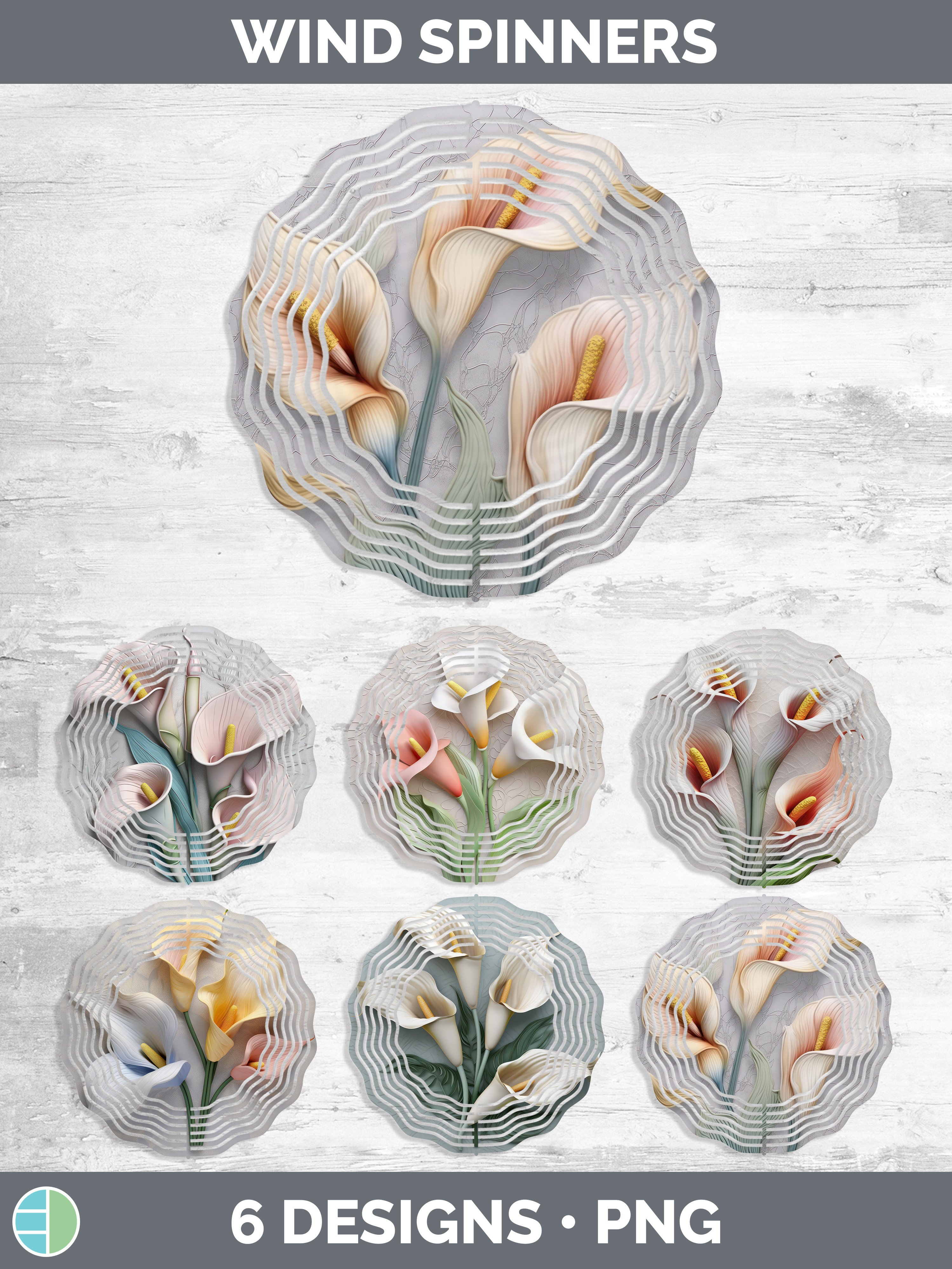 3D Calla Lily Flowers Wind Spinner | Sublimation Spinner Des