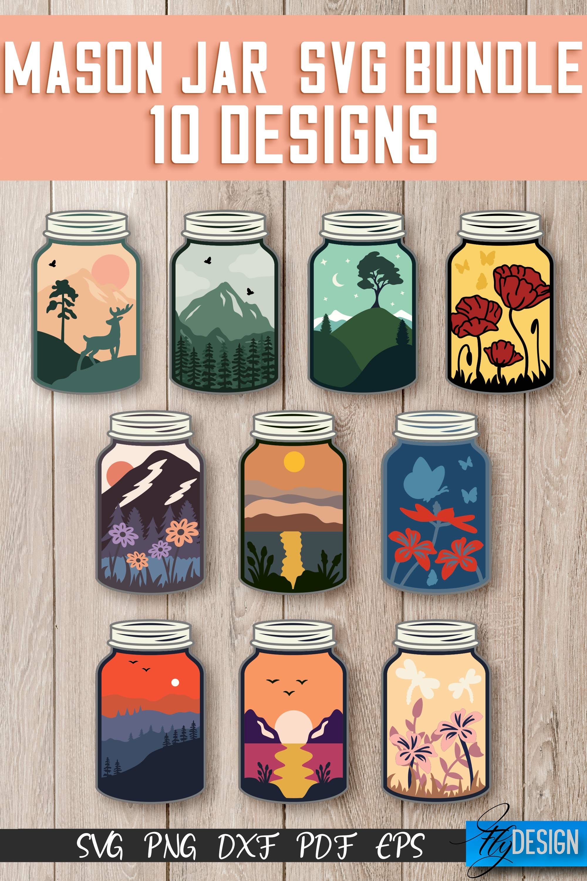 Mason Jar SVG Bundle|Mason Jar Paper Cut Design|Papercut v.1