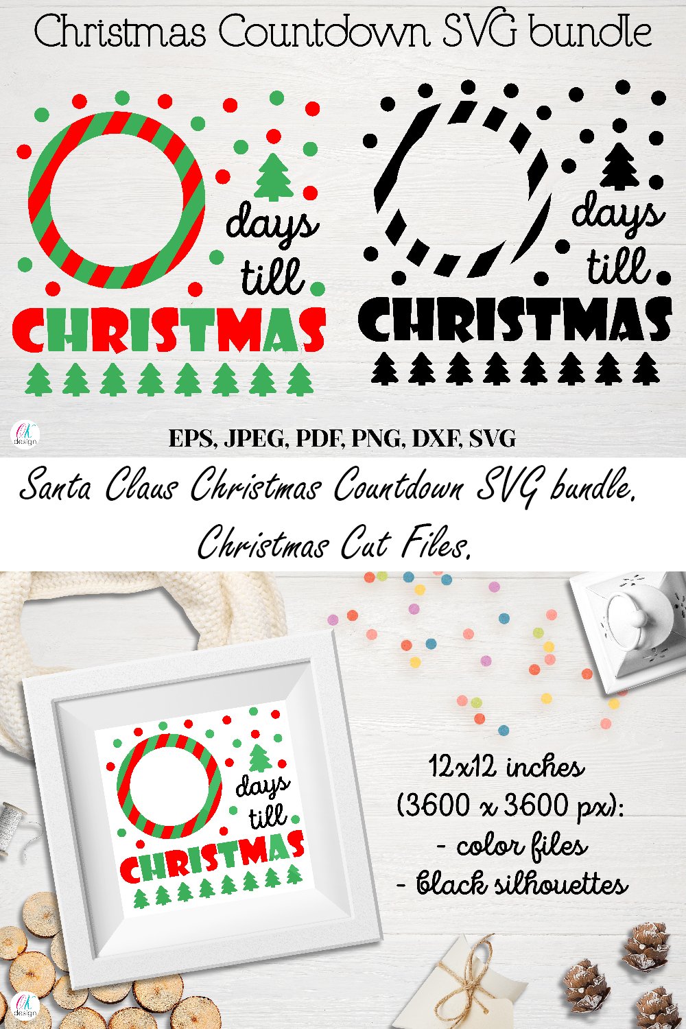 Santa Claus Christmas Countdown SVG bundle.