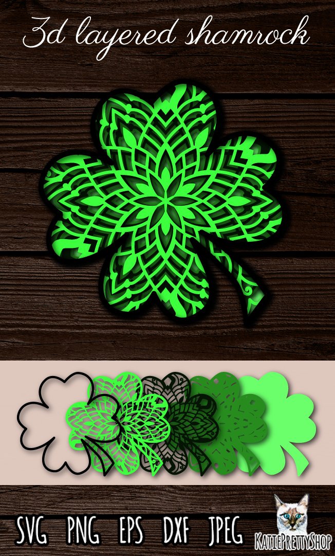 3d layered shamrock svg, multilayered St Patrick (1235500)
