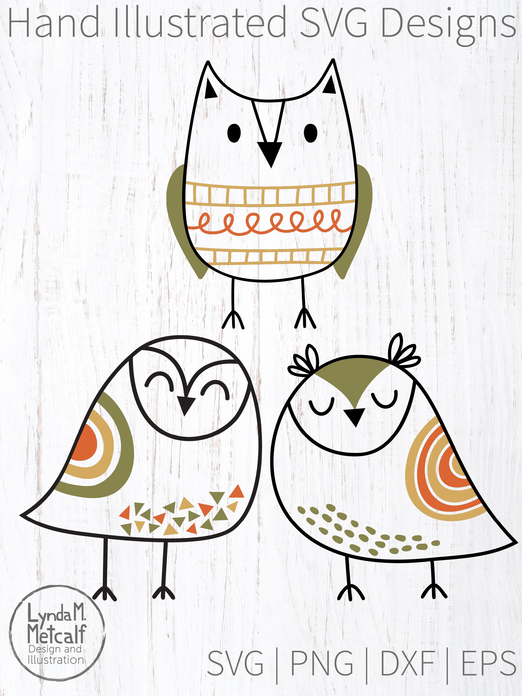 Fall Owls Svg, Cute Woodland Birds Png