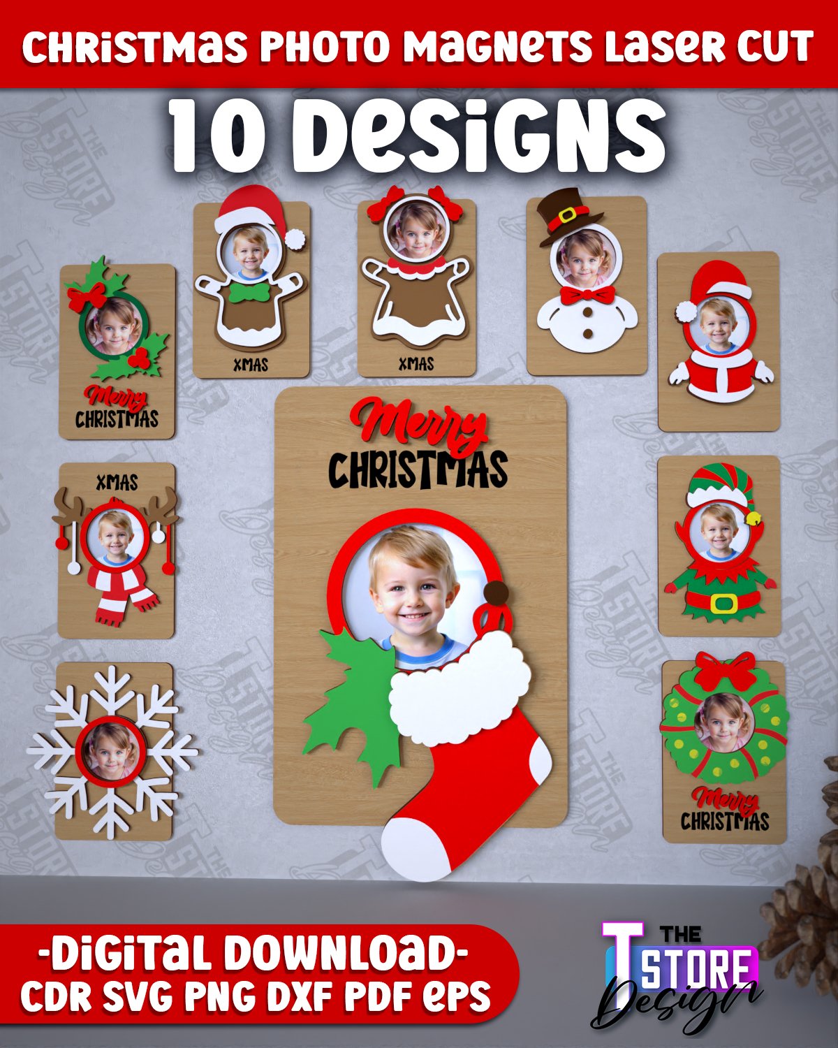 Christmas Photo Magnets Bundle | Gift Idea | Home Decor |CNC