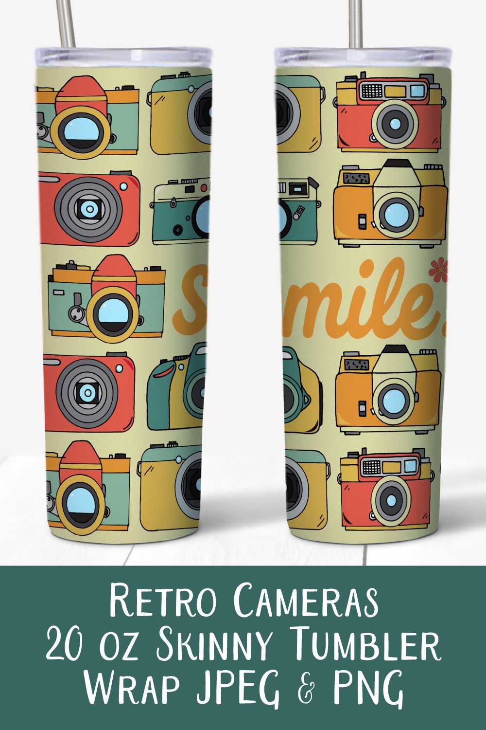 Retro Cameras Tumbler | Vintage Cameras Tumbler Sublimation