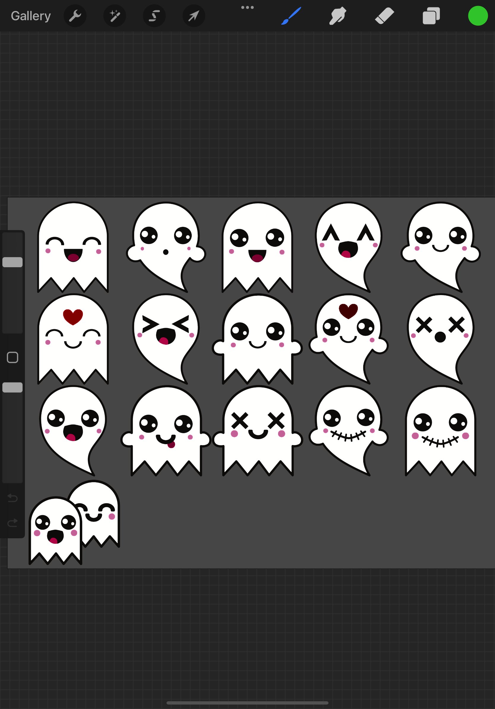 Halloween Ghost Emojis 16 Procreate Brush Stamps