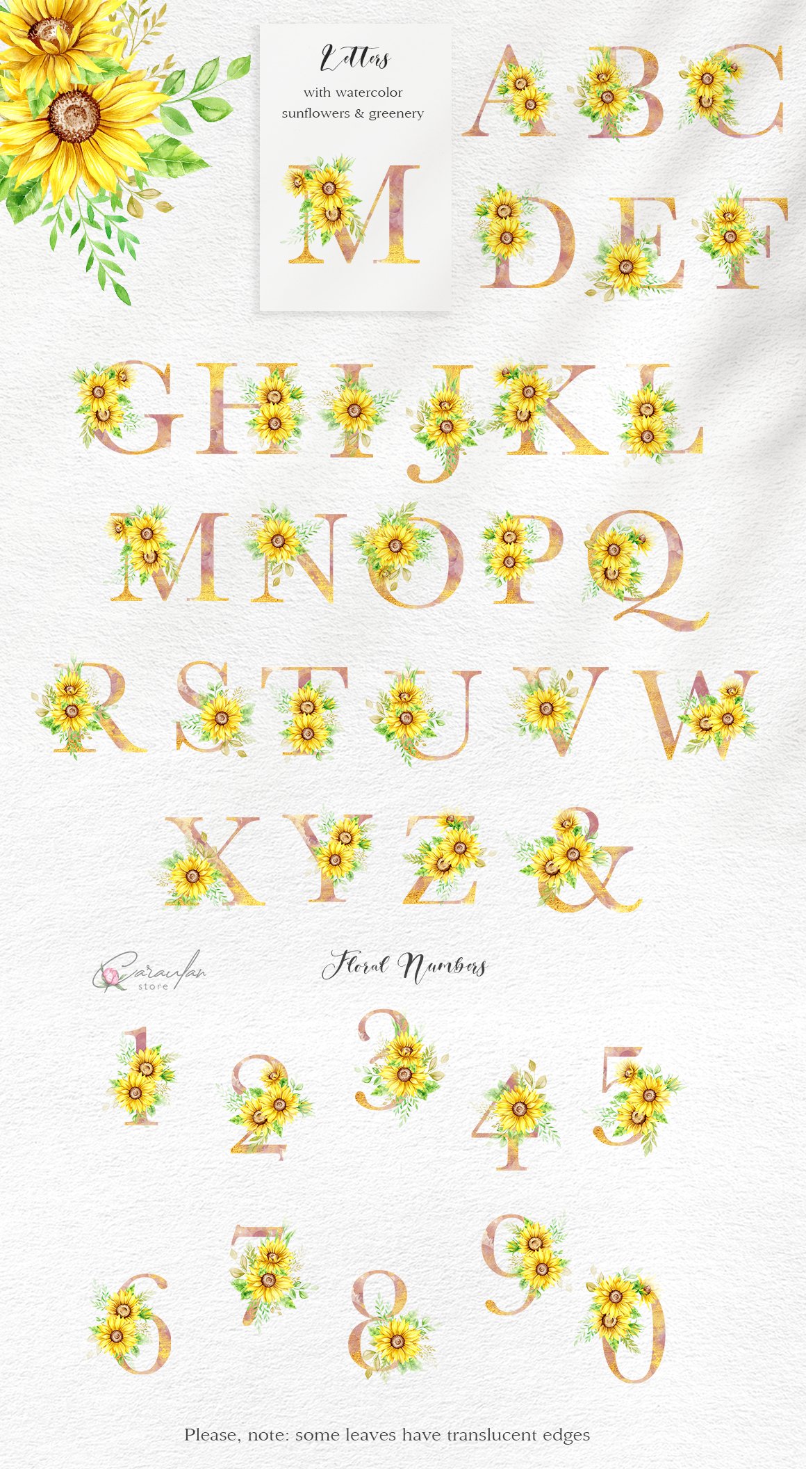 Sunflower Letters, Sunflower Alphabet PNG, Floral (1855493)