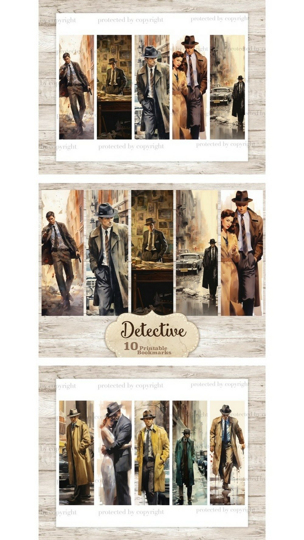 Detective Bookmarks | Retro Printable Paper