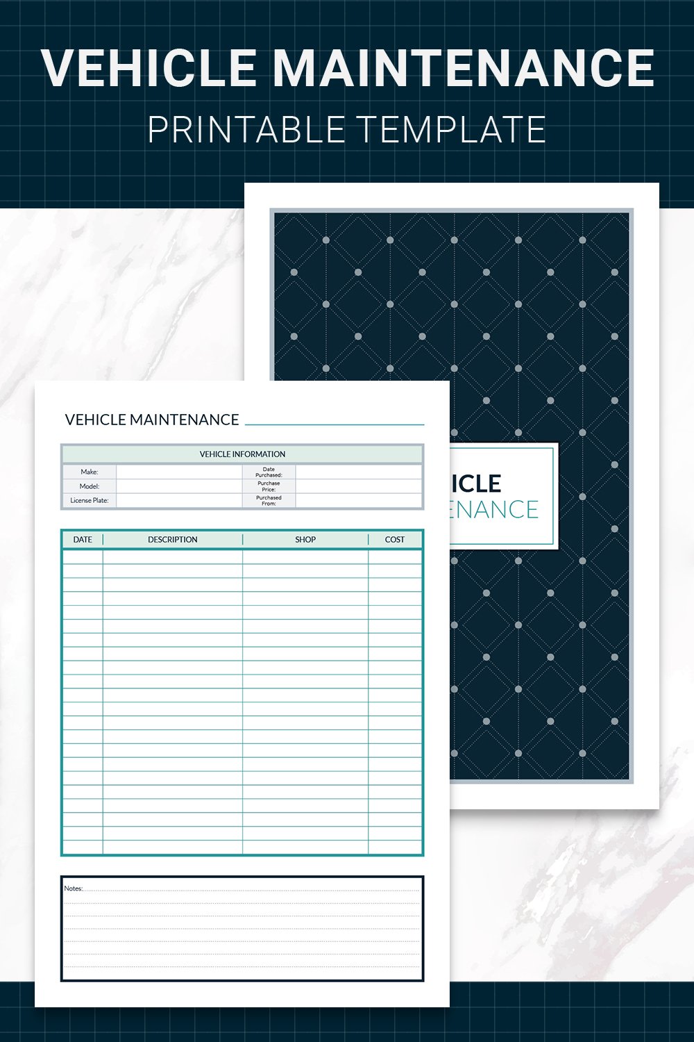 Vehicle Maintenance Printable Template