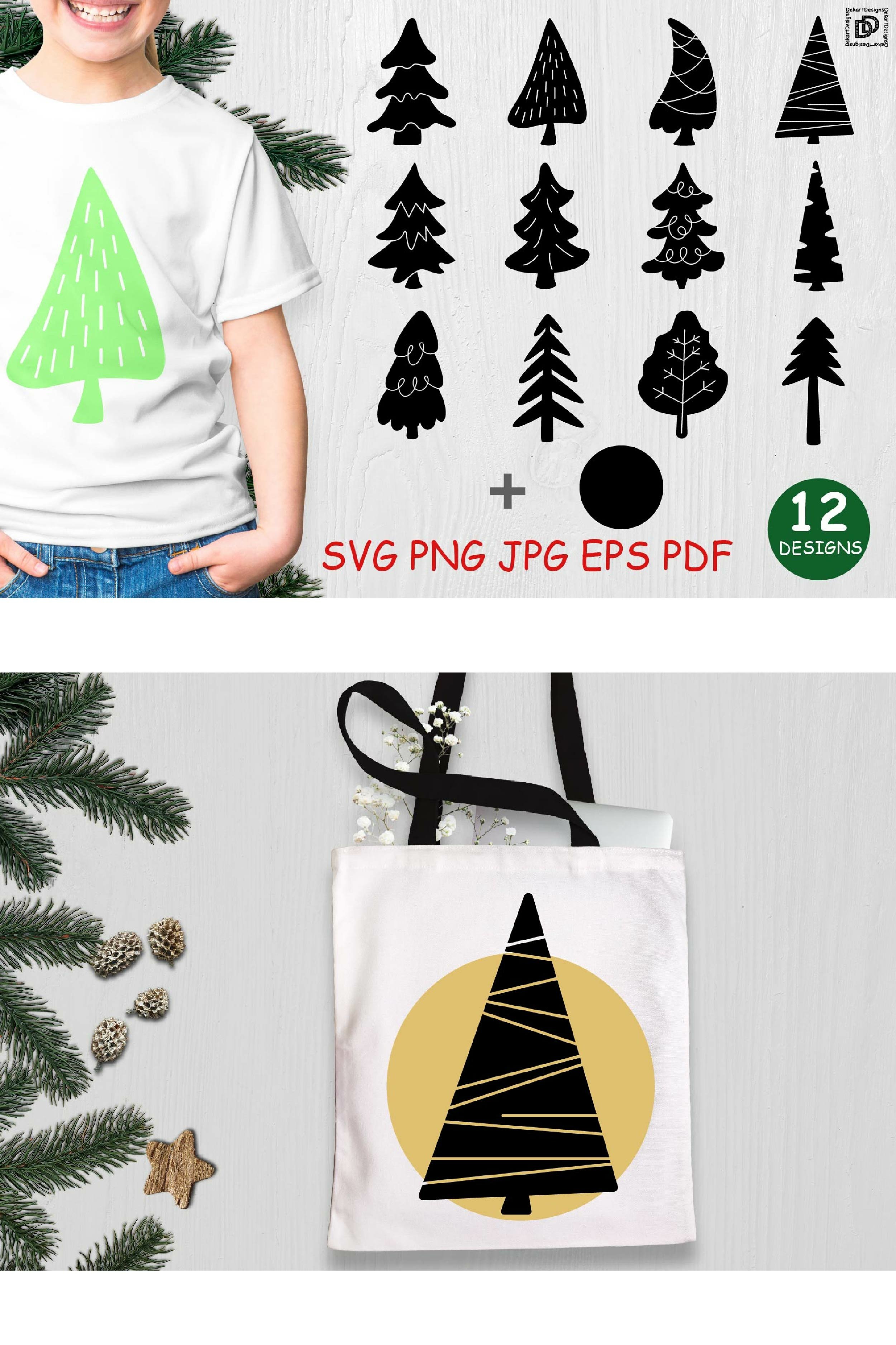 Christmas Tree Clipart Set 12 Different Designs