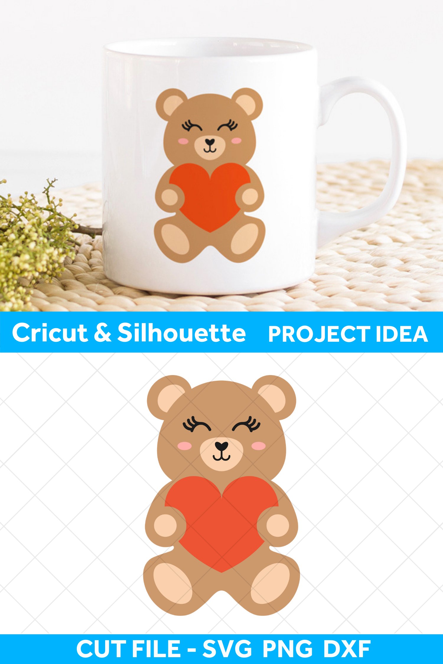 Teddy Bear SVG file, Cute Valentines Animal Cut file