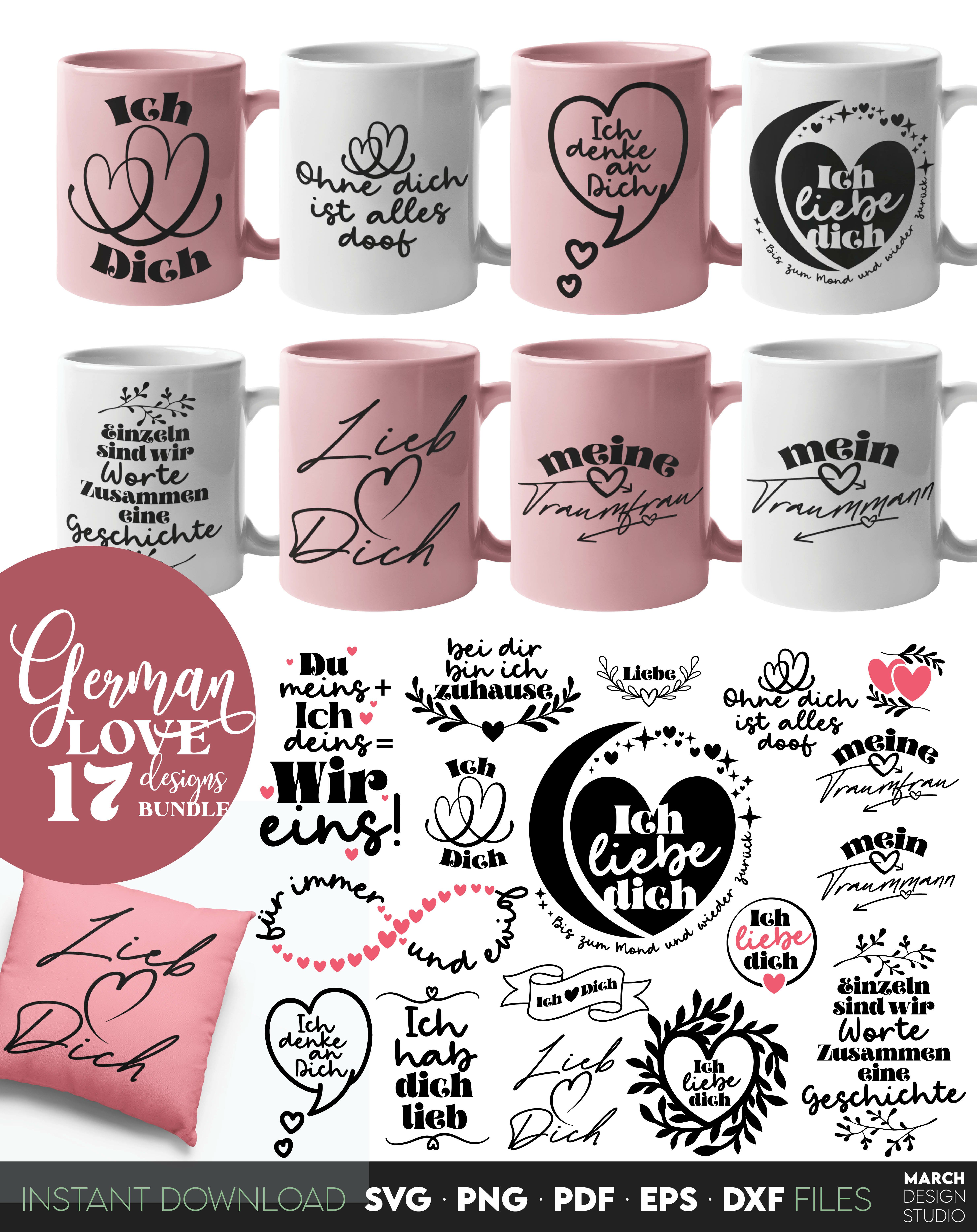 German Liebe Quotes Plotter File SVG PNG DXF Liebling Heart