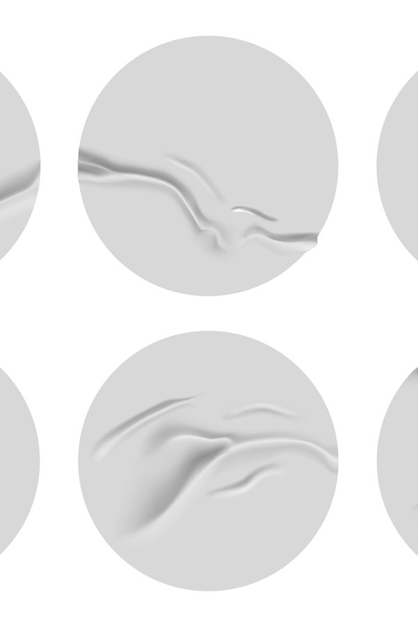 Realistic crumpled paper sticker. Round adhesive round wrink