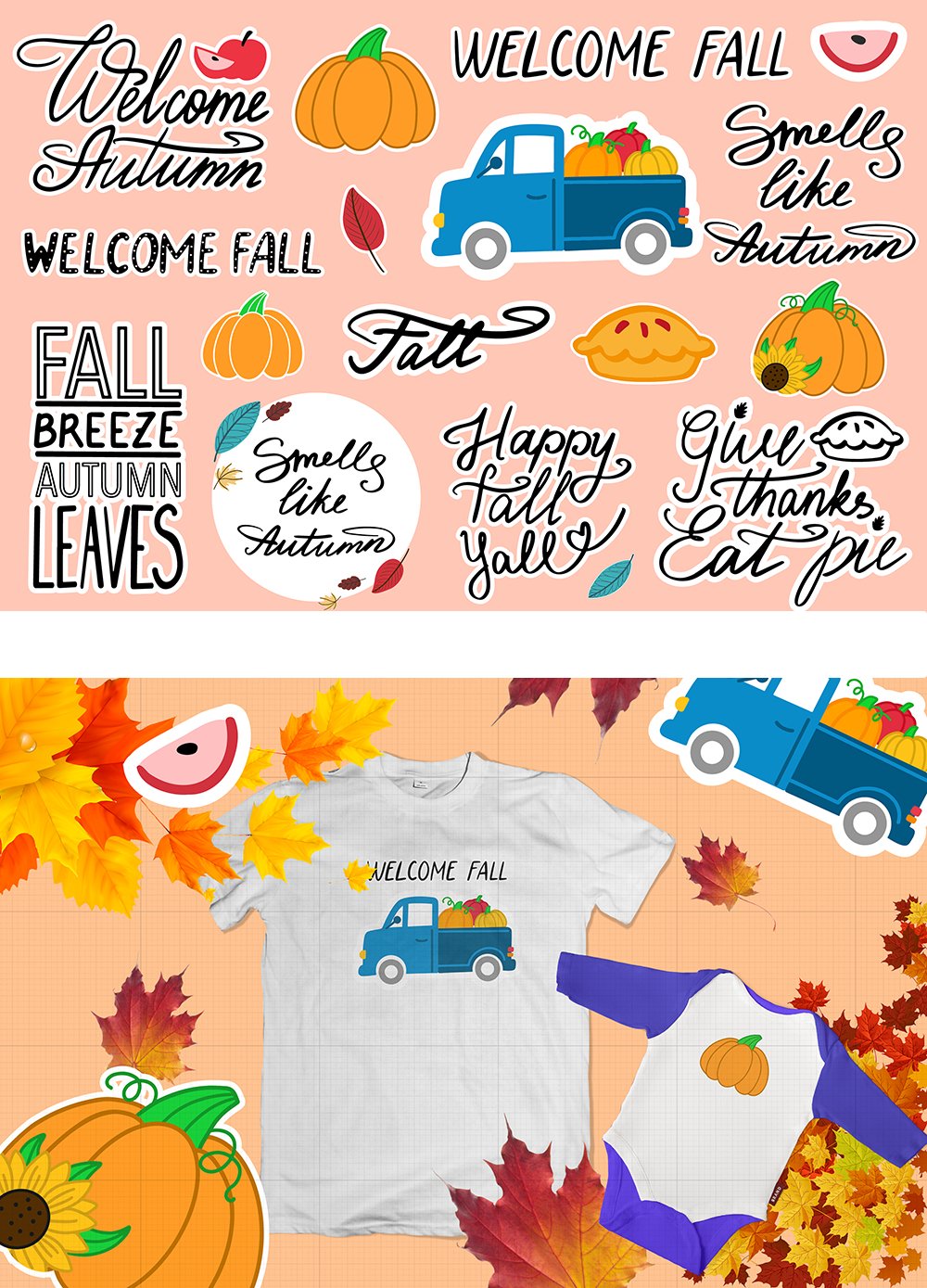 Fall svg bundle, happy fall yall svg, flower (1507788)