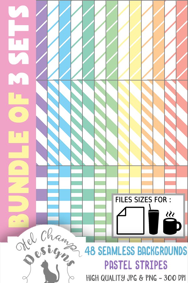Stripes Pastel bundle | Papers | Patterns | Sublimation