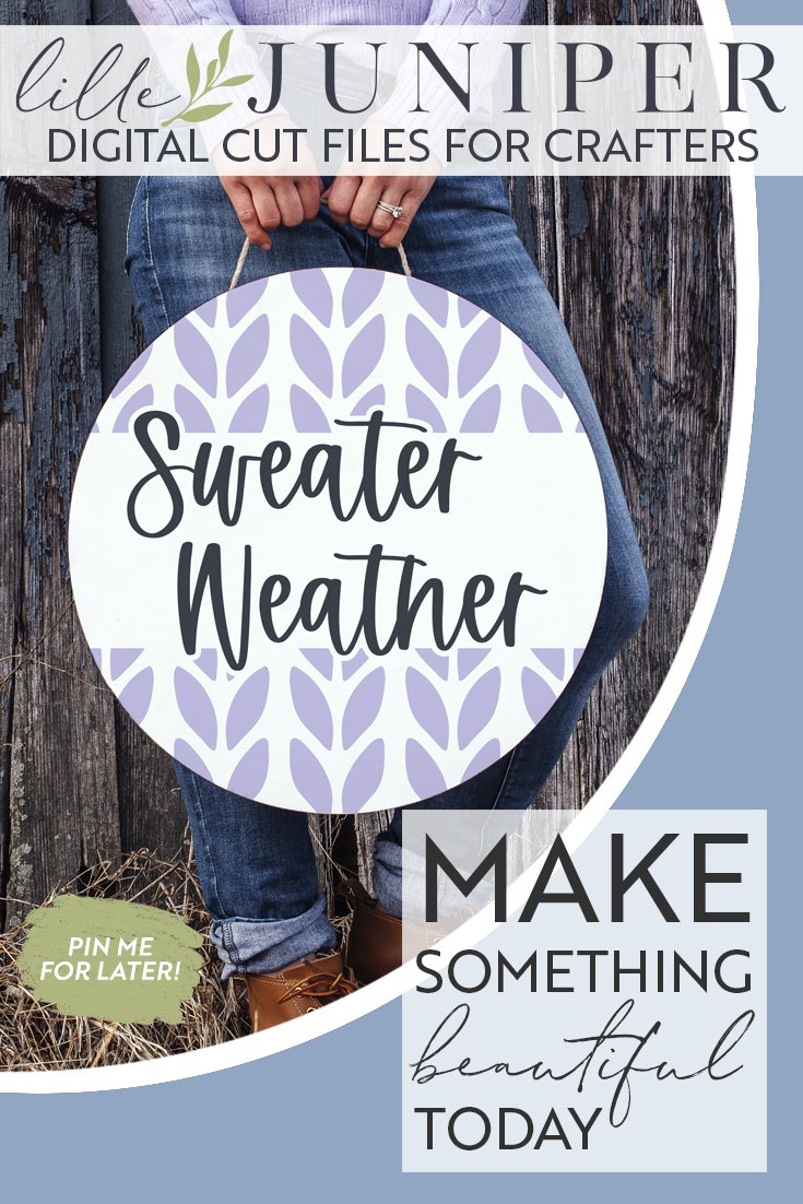 Sweater Weather, Round Sign, Fall Signs, Knit Pattern SVG