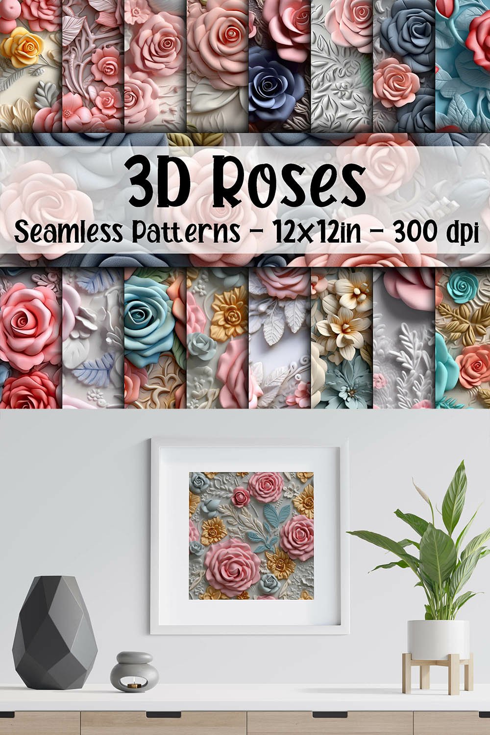Seamless 3d Flowers Digital Paper