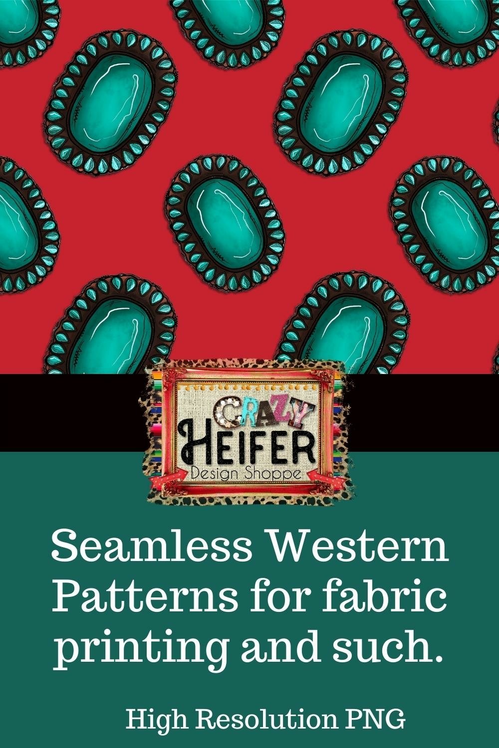 Seamless Pattern Western Red and Turquoise