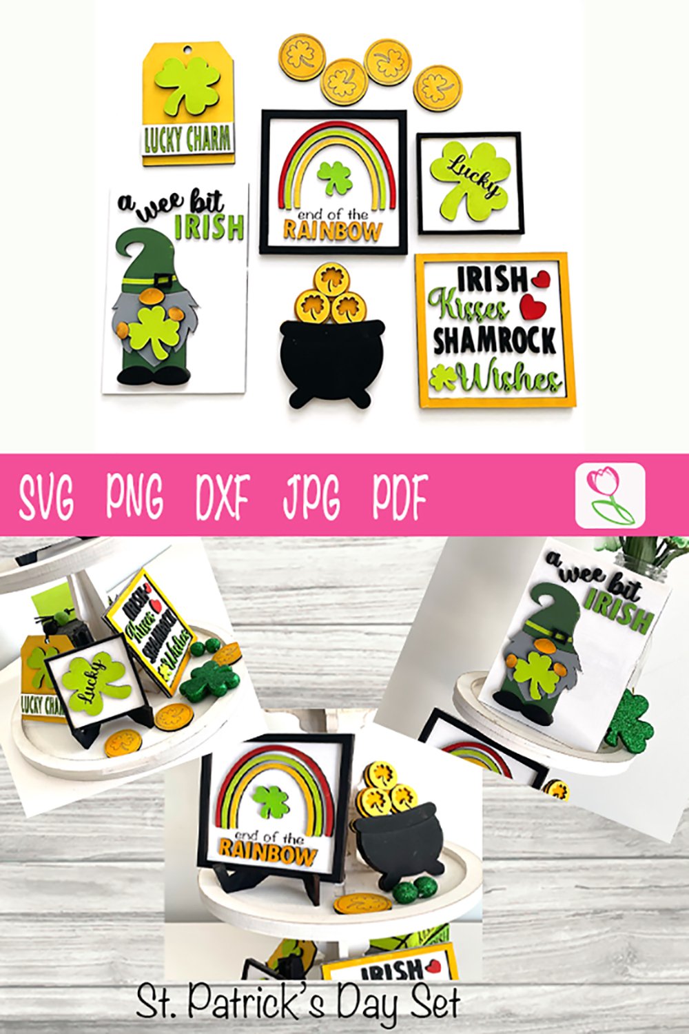 Pot Of Gold St. Patrick's Day Tiered Tray Laser Cut Set